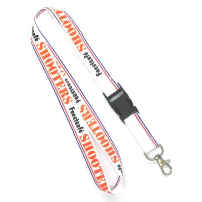 China Print Colorful Logo Custom Polyester Lanyards 2 Colors 1 Side With Metal Hook for sale