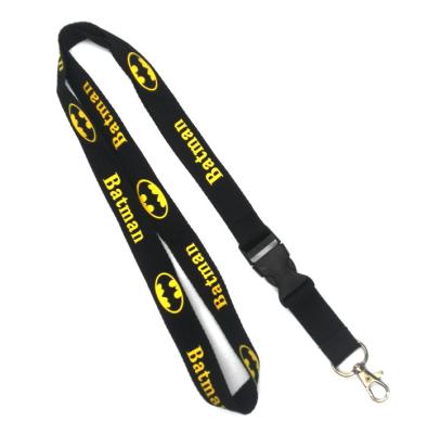 China Custom Polyester Lanyards with Plastic Buckle Black Smartphone Neck Strap 90cm for sale