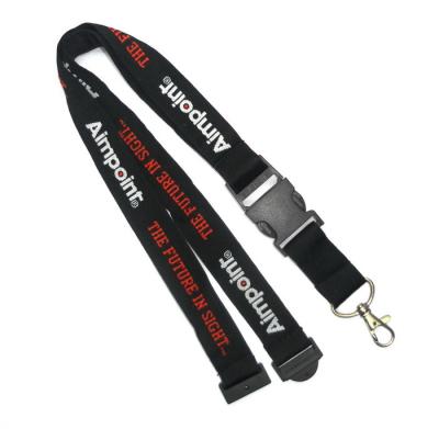 China Custom Woven Lanyards with Breakaway Plastic Buckle and Metal Hook 90cm for sale