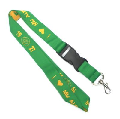 China Eco-Friendly Green Woven Lanyard Neck Strap 90cm with Metal Carabiner Hook for sale