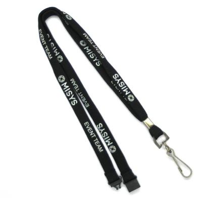 China Black Tubular Lanyards Key Chains Neck Strap with Metal Swivel J Hook 10mm Width for sale