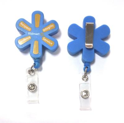 China Eco-Friendly Plastic Retractable Key Reel Durable Flower Shape 60cm Cord for sale