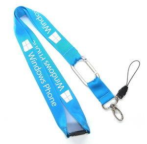 China NL-6 Durable Blue Nylon Mobile Phone Neck Strap Lanyard with Carabiner Hook 60cm for sale