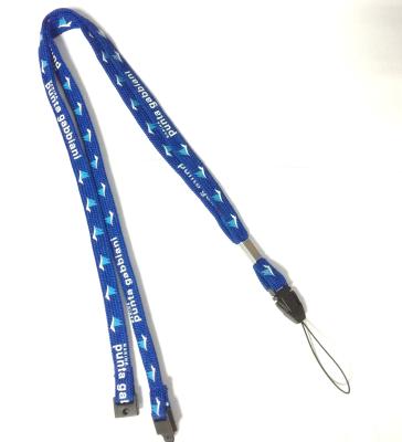 China Custom CMYK Woven Polyester Lanyard with Metal Safety Buckle 90cm for sale