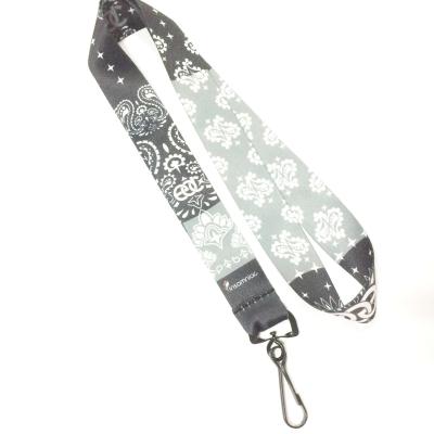 China Custom Dye Sublimation Lanyard 2.5cm Width Black White Heat Transfer Print for sale