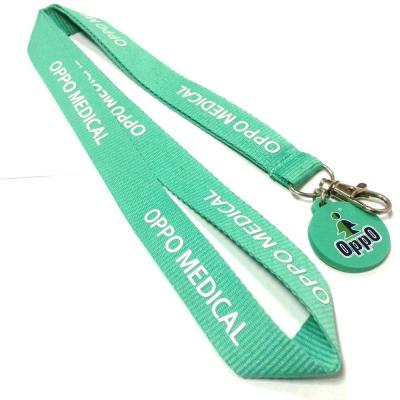China 1 Side 1 Color Green Custom Polyester Lanyards / Neck Strap Lanyard for sale