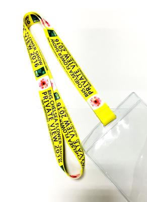 China Custom Dye Sublimation Lanyards 90cm Length Yellow Floral Print Fashionable for sale