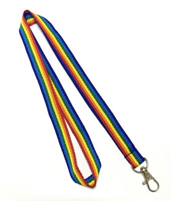 China Custom Polyester Lanyards Metal Hook Rainbow Colors 90cm Length for School Business Events for sale