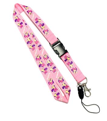 China Disney Pink Mickey Detachable Cell Phone Lanyard with Silk Screen Print 40mm for sale