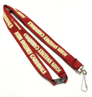China Custom Breakaway Lanyards with J Hook 36 Inch Safety Badge Lanyard Red Yellow Logo for sale