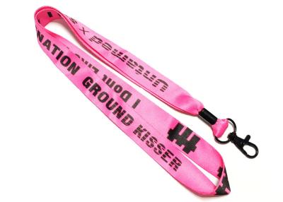 China Custom Dye Sublimated Lanyards Black Crimp Metal Hook 90cm Length 2.5cm Width for sale