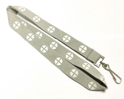 China Simple Flat Polyester Lanyard Grey One Sided Color Printing J Hook for Activity for sale