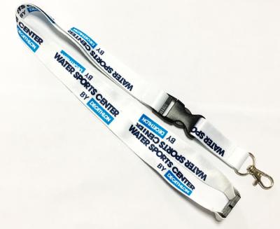 China White Dye Sublimated Lanyards with Metal Hook Plastic Safety Buckle Breakaway for sale