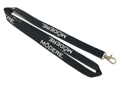 China Metal Hook Black Print Custom Polyester Lanyards For Business Activity Event for sale