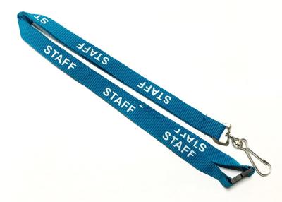 China Staff Logo Teal Color Custom Polyester Lanyards J Hook / Safety Breakaway for sale