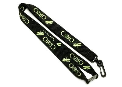China Fluorescent Green Color Custom Polyester Lanyards Safety Break Black J Hook for sale