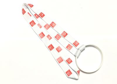 China Custom Polyester Lanyards with Silicone Wristband Red Pattern Printing 90cm Length for sale