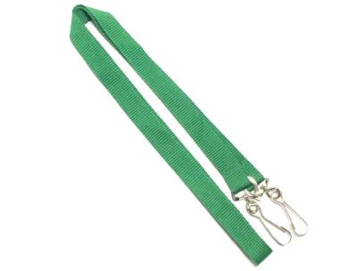 China Custom Printed Lanyards 15mm Wide Blank Double J Hooks for Staff ID Card Green for sale