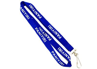 China Custom Polyester Lanyards Navy Blue J Hook 1 Inch Width 36 Inch Length for sale
