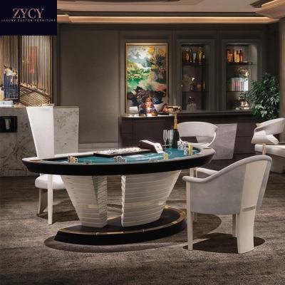 China Solid Wood Metal Base Blackjack Table Modern Entertainment Furniture USB Powered for 4 Players Home for sale