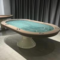 China 8 Player Oval Texas Table Modern Entertainment Furniture Felt Surface Cup Holders for Home Club Hotel for sale
