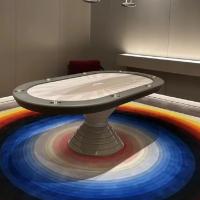 China 8 Player Oval Texas Table Modern Entertainment Furniture Felt Surface Cup Holders for Home Club Hotel for sale