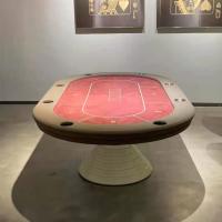 China 8 Player Oval Texas Table Modern Entertainment Furniture Felt Surface Cup Holders for Home Club Hotel for sale