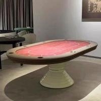 China 8 Player Oval Texas Table Modern Entertainment Furniture Felt Surface Cup Holders for Home Club Hotel for sale