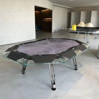 China Octagonal Tempered Glass Table Modern Entertainment Furniture 8 Player Stainless Steel Legs for Home Club for sale