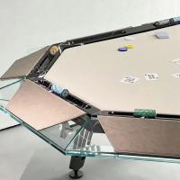 China Octagonal Tempered Glass Table Modern Entertainment Furniture 8 Player Stainless Steel Legs for Home Club for sale