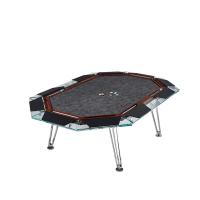 China Octagonal Tempered Glass Table Modern Entertainment Furniture 8 Player Stainless Steel Legs for Home Club for sale