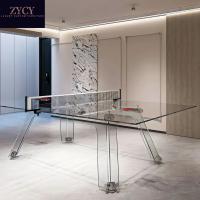China Italian High End Table Tennis Table Modern Entertainment Furniture Stainless Steel Tempered Glass for Indoor Home for sale