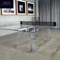 China Italian High End Table Tennis Table Modern Entertainment Furniture Stainless Steel Tempered Glass for Indoor Home for sale