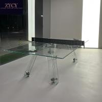 China Italian High End Table Tennis Table Modern Entertainment Furniture Stainless Steel Tempered Glass for Indoor Home for sale