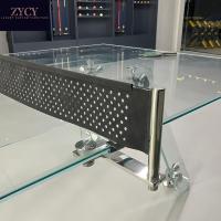 China Italian High End Table Tennis Table Modern Entertainment Furniture Stainless Steel Tempered Glass for Indoor Home for sale
