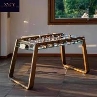 China Eight Pole Design Italian Modern Style Football Table Tempered Glass Solid Wood International Soccer for sale