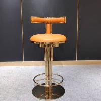 China Swivel Bar Stool Luxury Bar Furniture Gold Stainless Steel Adjustable Rotating High Back Footrest for sale