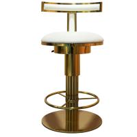 China Swivel Bar Stool Luxury Bar Furniture Gold Stainless Steel Adjustable Rotating High Back Footrest for sale