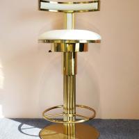 China Swivel Bar Stool Luxury Bar Furniture Gold Stainless Steel Adjustable Rotating High Back Footrest for sale