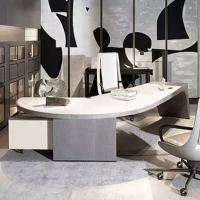 China Microfiber Leather Wooden Panel Computer Desk Modern Office Furniture Integrated Designer Style Luxury Storage for sale
