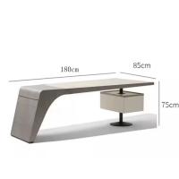 China Microfiber Leather Wooden Panel Computer Desk Modern Office Furniture Integrated Designer Style Luxury Storage for sale