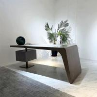 China Microfiber Leather Wooden Panel Computer Desk Modern Office Furniture Integrated Designer Style Luxury Storage for sale