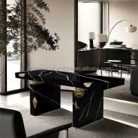 China Marble Gold Metal Accent Office Desk Modern Office Furniture Double Pedestal Writing Table for Home Study Villa Hotel for sale