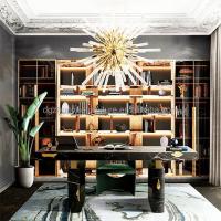 China Marble Gold Metal Accent Office Desk Modern Office Furniture Double Pedestal Writing Table for Home Study Villa Hotel for sale