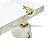 China Marble Gold Metal Accent Office Desk Modern Office Furniture Double Pedestal Writing Table for Home Study Villa Hotel for sale