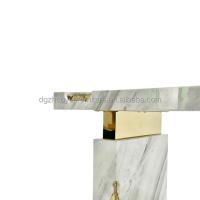 China Marble Gold Metal Accent Office Desk Modern Office Furniture Double Pedestal Writing Table for Home Study Villa Hotel for sale
