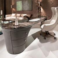 China Executive Marble Surface Irregular Shape Desk Modern Office Furniture Black Base Gold Trim Luxury Office Table for sale