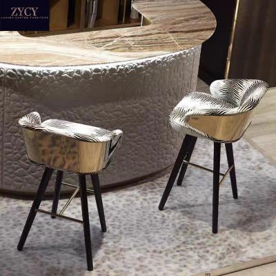 China Metal High Legged Bar Chair Luxury Bar Furniture Italian Style Solid Wood Backrest Stool for sale