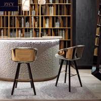 China Metal High Legged Bar Chair Luxury Bar Furniture Italian Style Solid Wood Backrest Stool for sale