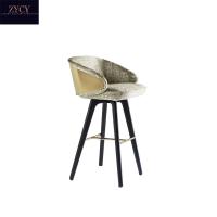 China Metal High Legged Bar Chair Luxury Bar Furniture Italian Style Solid Wood Backrest Stool for sale